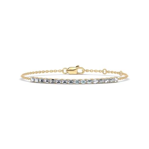 Emerald Lab Diamond Chain Tennis Bracelet - 14K Yellow Gold